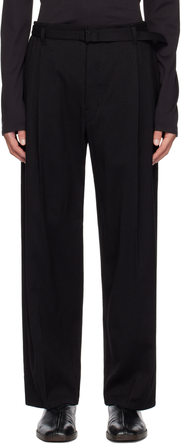 Lemaire Black Belted Easy Trousers In Bk999 Black - 49% Off
